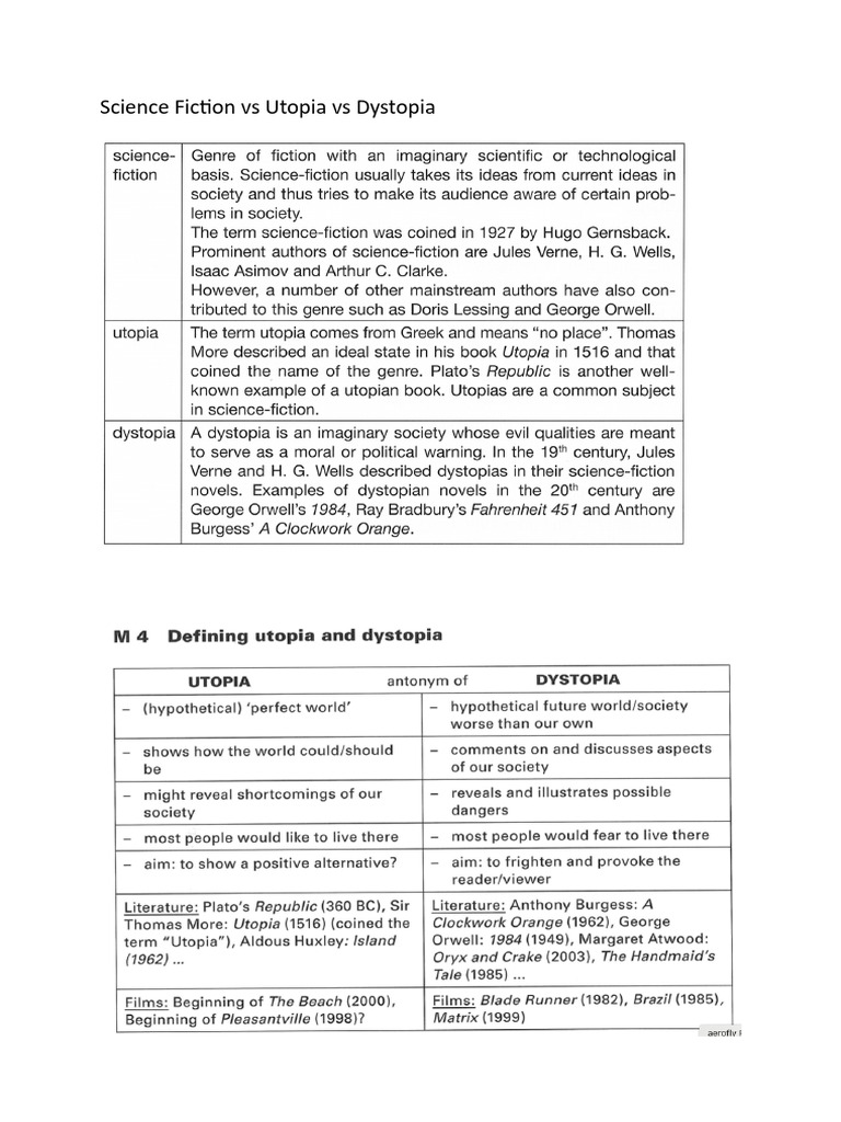 Science Fiction Vs Utopia Vs Dystopia BNW | PDF
