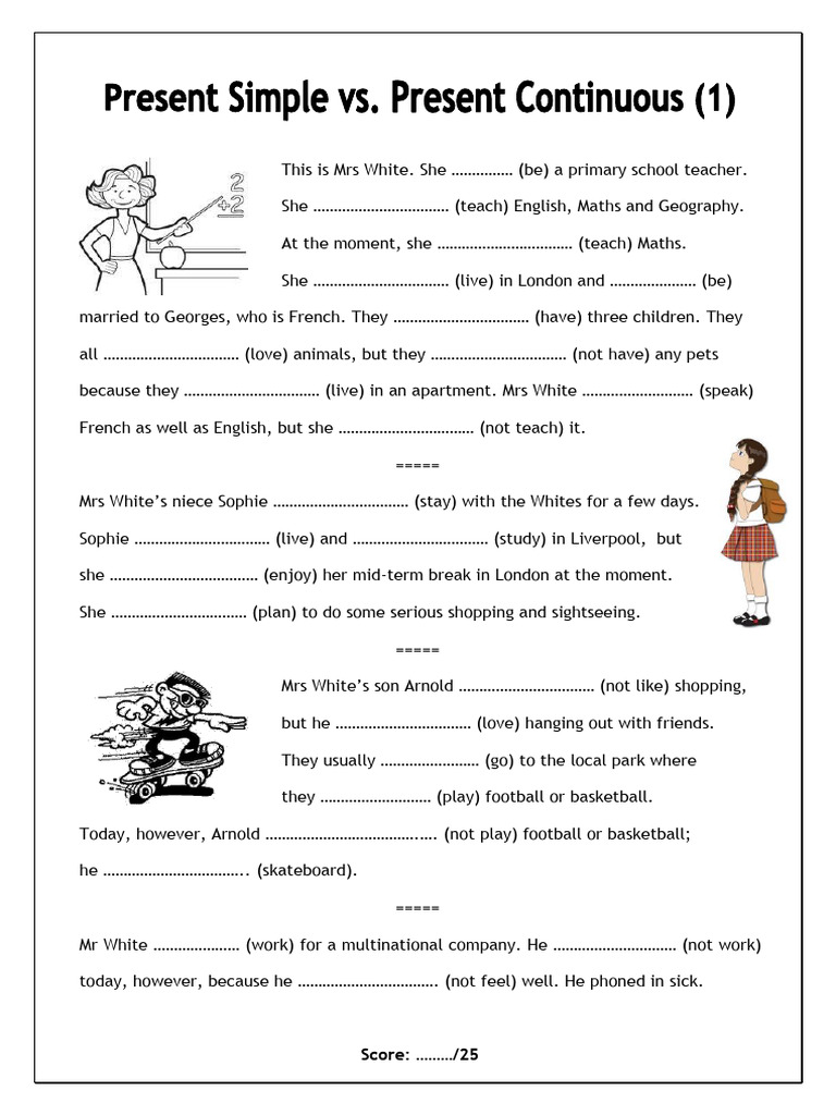 Text Present Simple Vs Continious | PDF