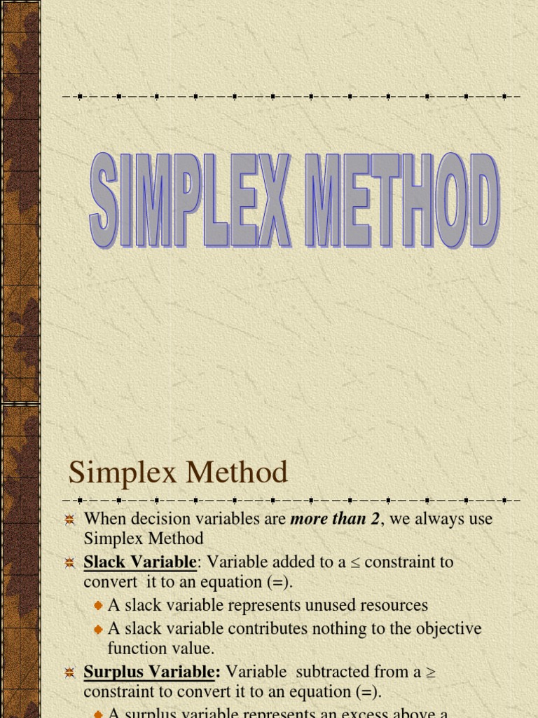 Simplex Method | PDF | Operations Research | Mathematical Optimization