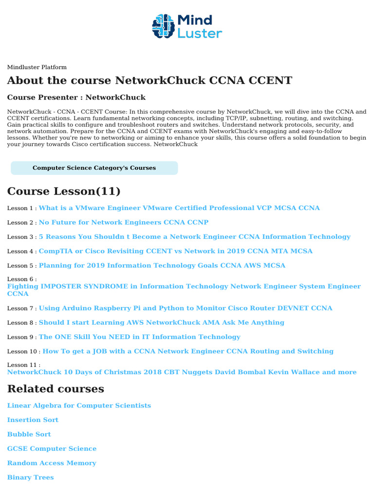 NetworkChuck CCNA Course Overview | PDF