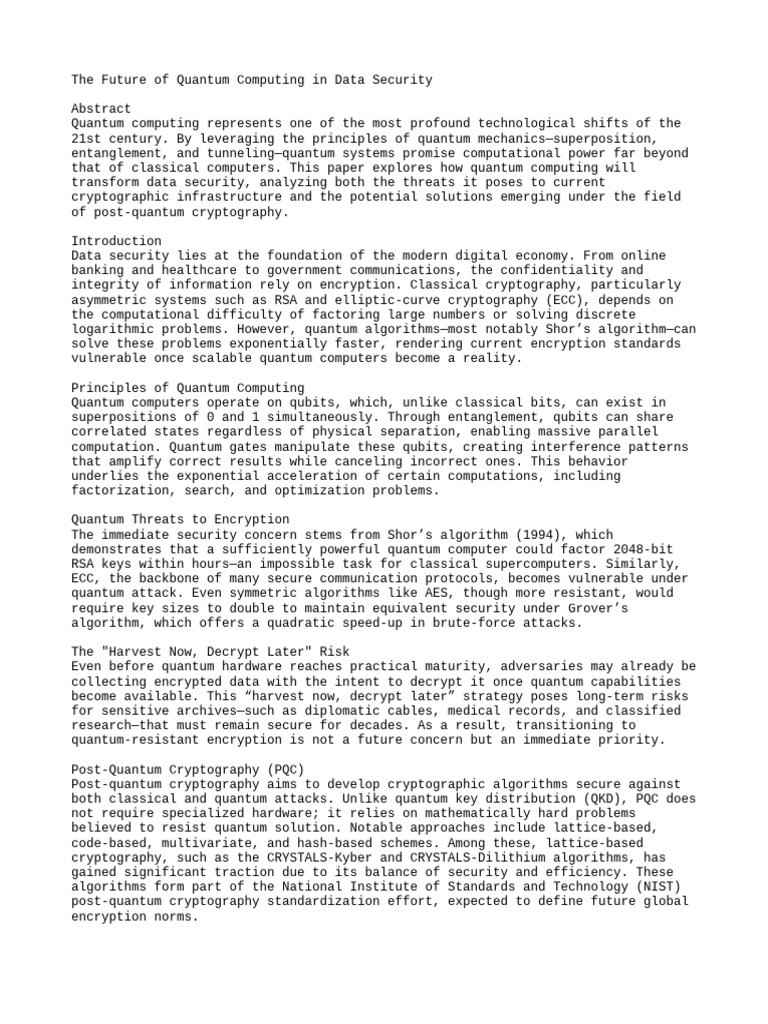 Quantum Computing Data Security | PDF | Quantum Computing | Cryptography