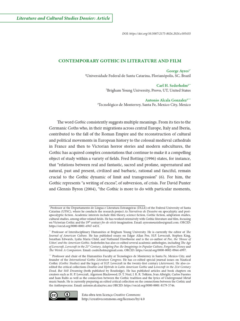 Contemporary Gothic in Literature and Film | PDF | Gothic Fiction | H ...
