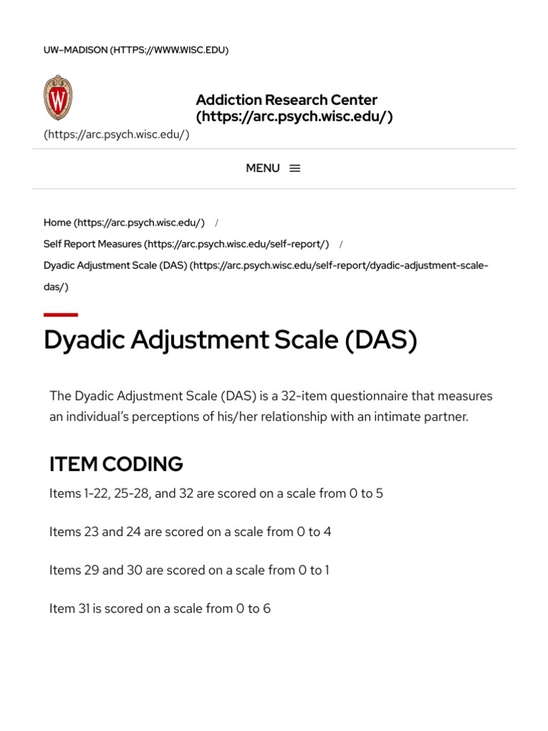 Dyadic Adjustment Scale Overview | PDF | Psychological Concepts ...