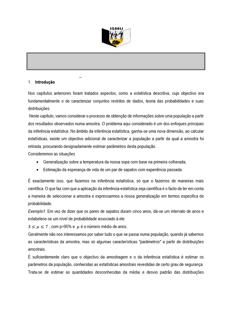 Estimativa Estatística: Teoria e Práticas | PDF | Estimador | Desvio padrão