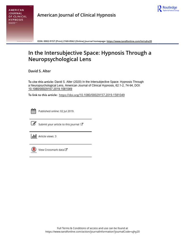 David S. Alter - in The Intersubjective Space - Hypnosis Through A ...