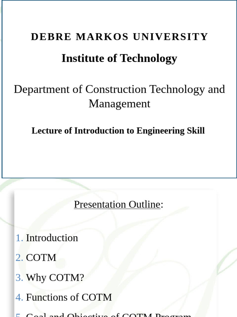 DM Cotm-Engineering Skill | PDF | Engineering | Construction Management
