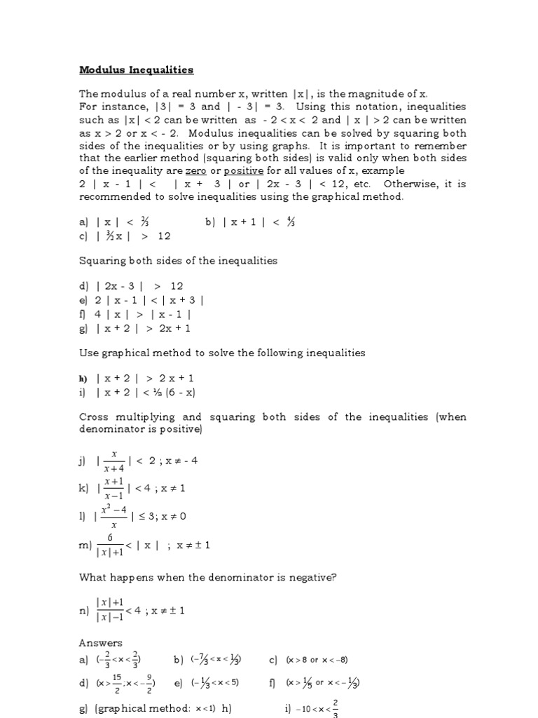 Understanding Modulus Inequalities | PDF | Science & Mathematics