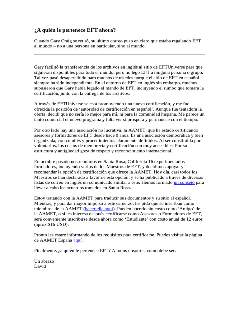 A Quién Le Pertenece EFT Ahora | PDF