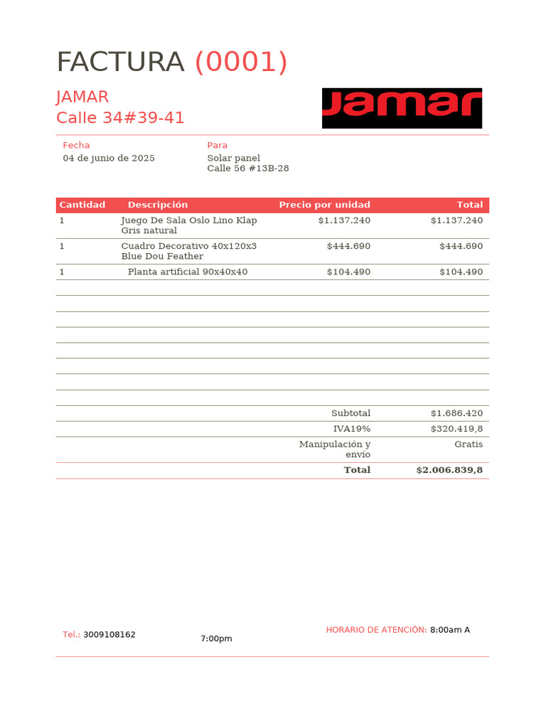 Factura de Jamar 2 | PDF