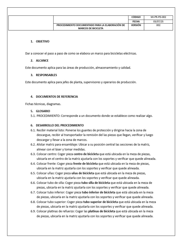 Procedimiento Documentado MARCO | PDF | Sector secundario de la ...
