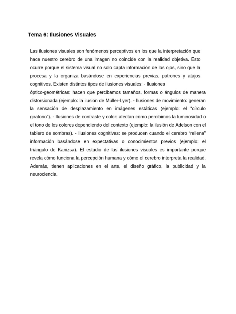 Ilusiones Visuales Tema6 | PDF