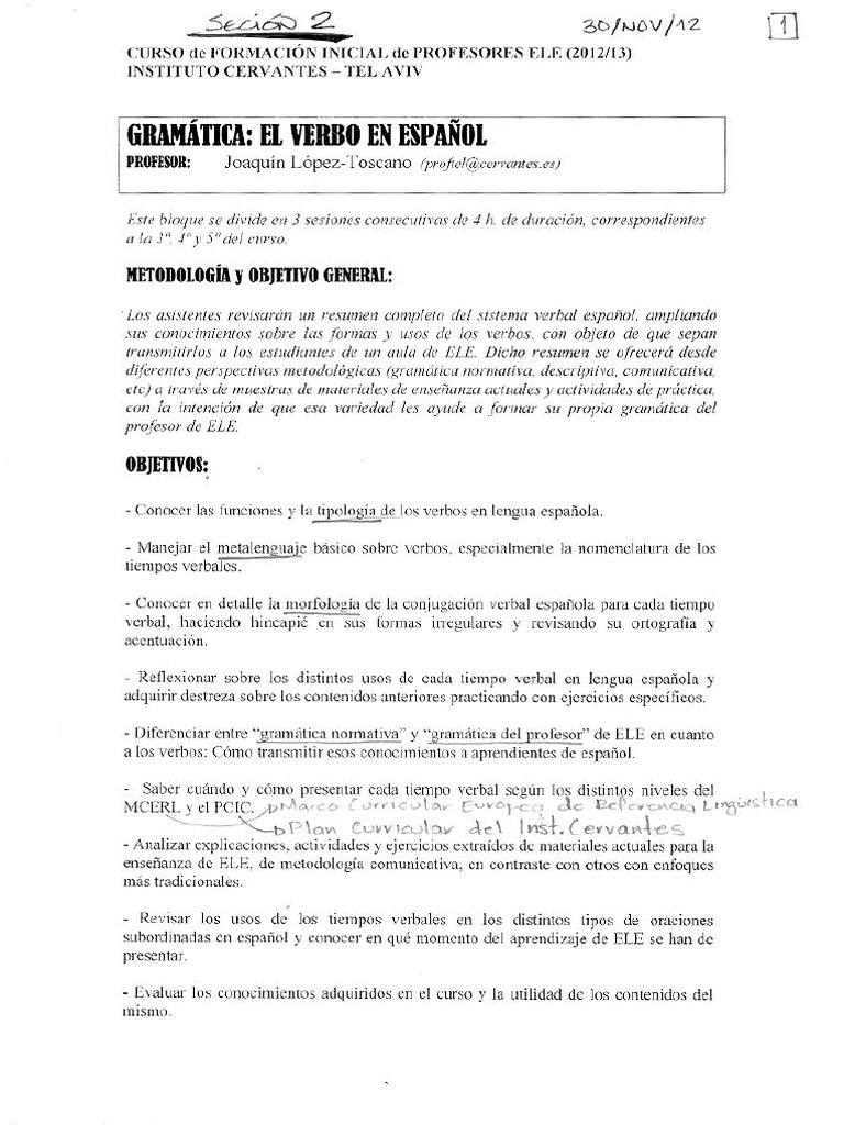 Gramática El Verbo en Español | PDF