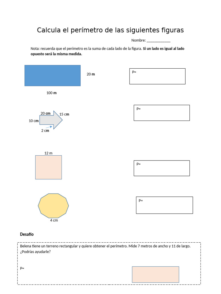 Calcula El Perímetro de Las Siguientes Figuras | PDF