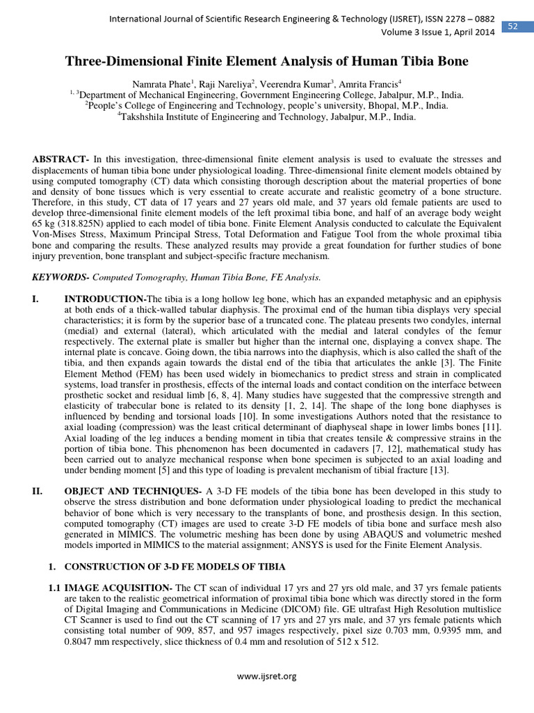 Three Dimensional Finite Element Analysi | PDF | Ct Scan | Bone