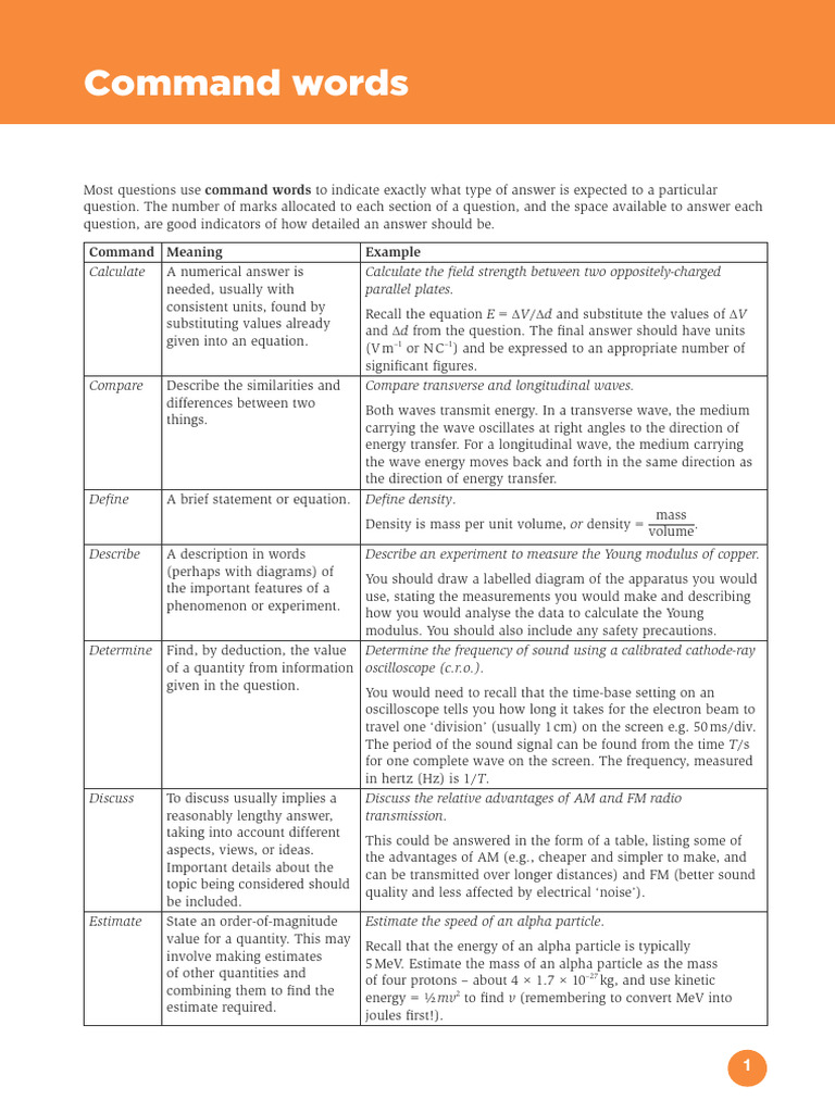 Understanding Command Words in Exams | PDF | Waves | Sound