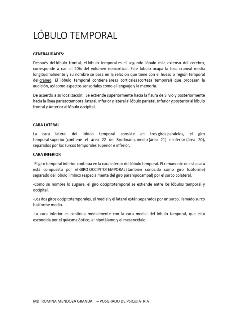 Lóbulo Temporal | PDF | Lóbulo temporal | Las emociones