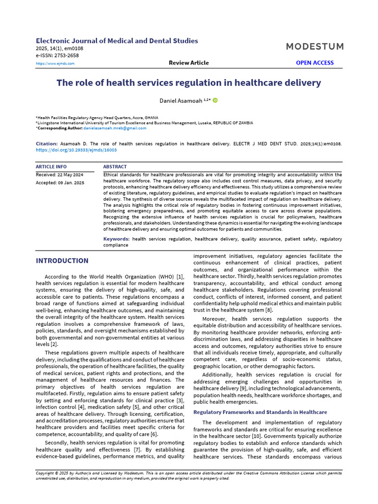Health Services Regulation in Healthcare | PDF | Health Care | Patient ...