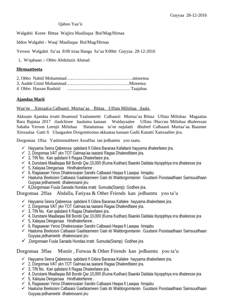 Beeksisa Calbaasii Ifaa | PDF