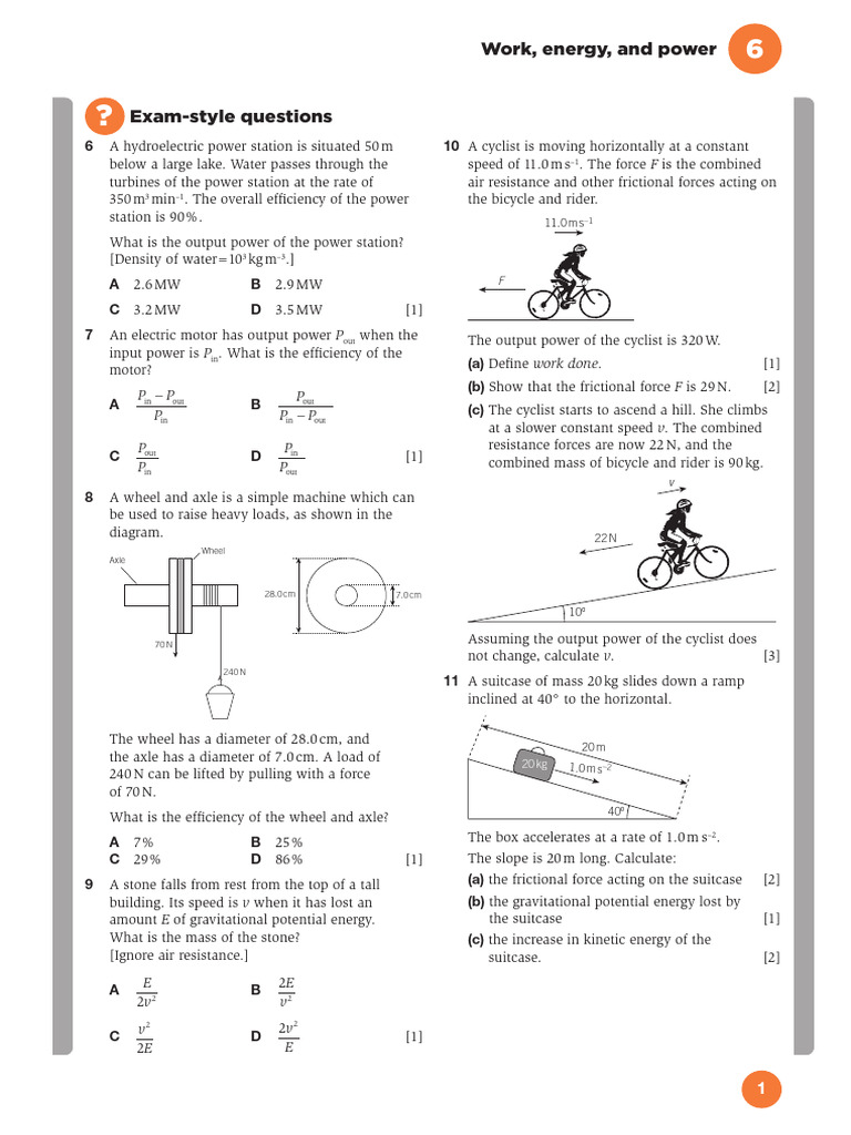 Work, Energy, and Power Questions | PDF | Force | Physics