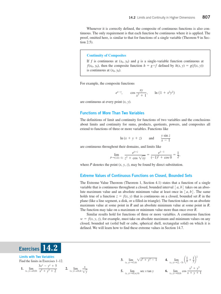 Limits and Continuity in Higher Dimensions | PDF | Function ...