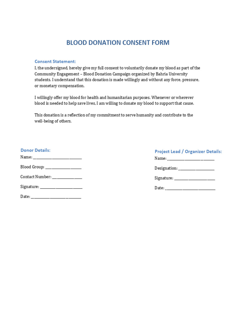Blood Donation Consent Form | PDF