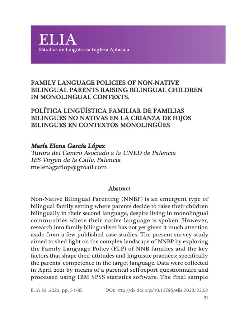 Non-Native Bilingual Parenting Policies | PDF | Multilingualism ...