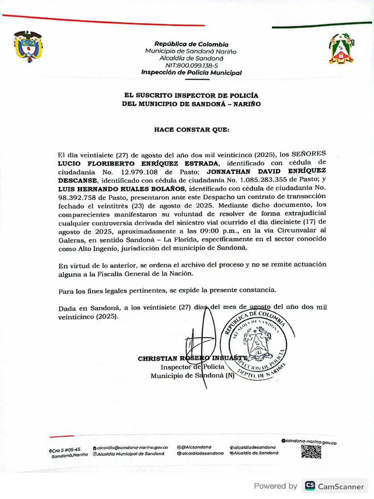 Constancia Luis Hernándo Ruales | PDF