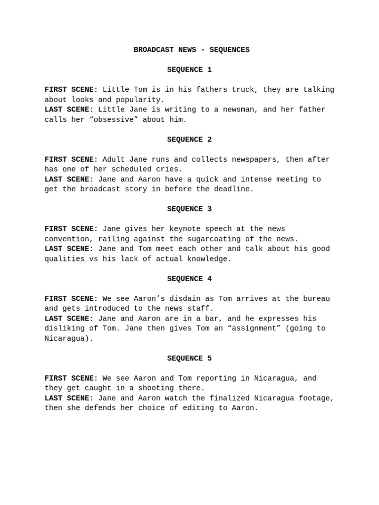 Broadcast News Sequences - Briana Melendez | PDF