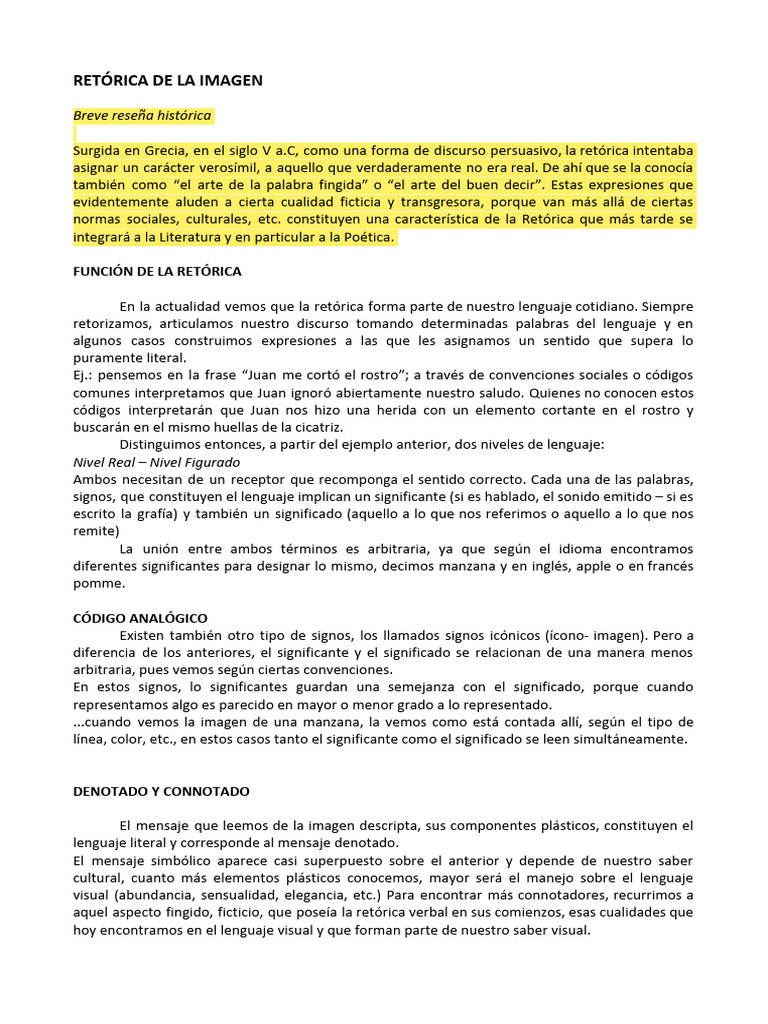 Retórica de la Imagen: Conceptos Clave | PDF | Retórica