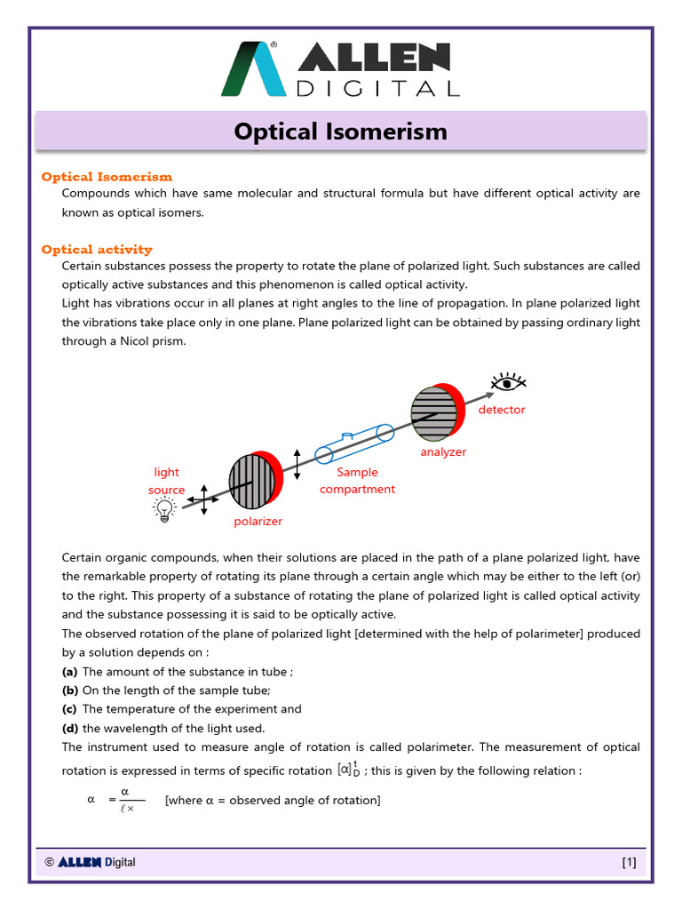 Understanding Optical Isomerism | PDF | Chirality (Chemistry) | Isomer