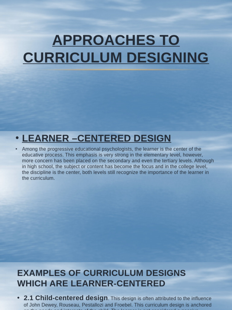 Learner-Centered Curriculum Design Approaches | PDF | Curriculum ...