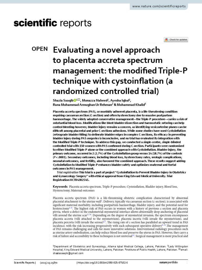 Evaluating A Novel Approach To Placenta Accreta Spectrum Management ...