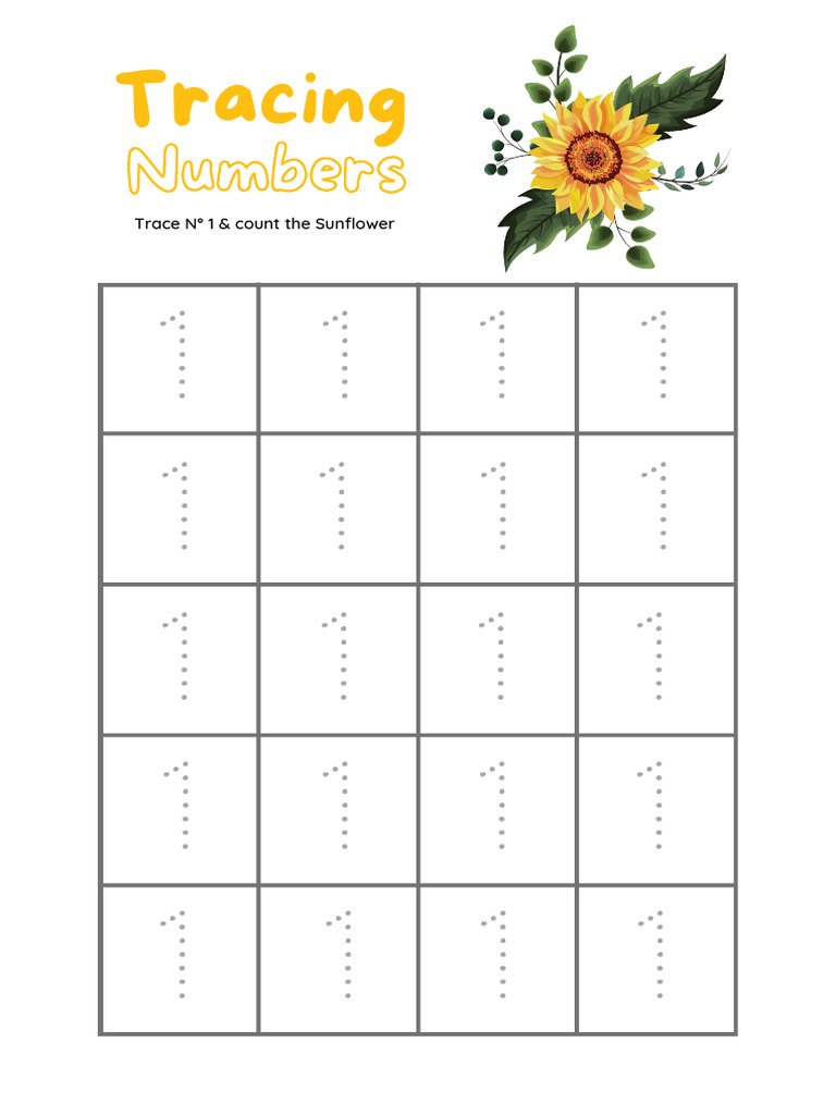 Sunflower Activity Tracing Numbers Worksheet Set - 20251008 - 152206 ...