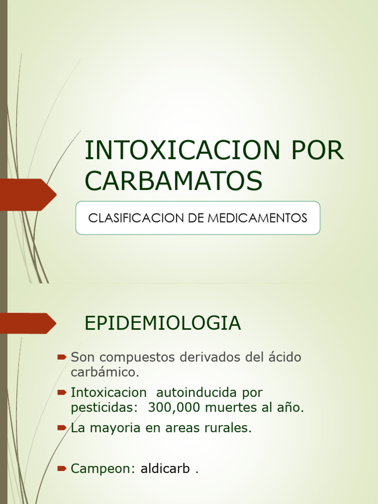 Intoxicación por Carbamatos: Síntomas y Manejo | PDF | Especialidades ...