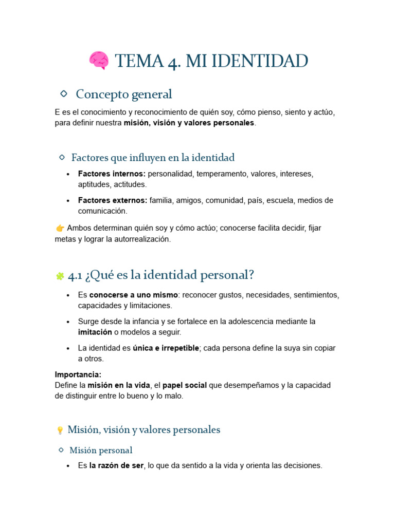 Construyendo mi identidad personal | PDF | Autoestima | Mente