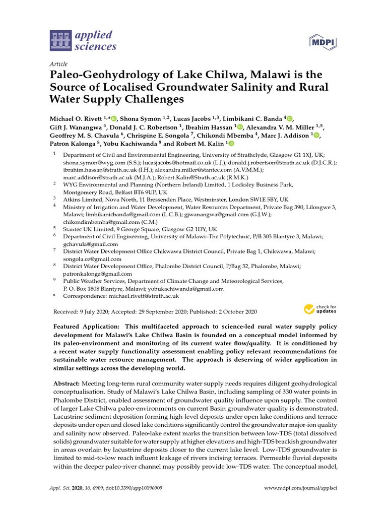 Paleo-Geohydrology of Lake Chilwa | PDF | Aquifer | Lake