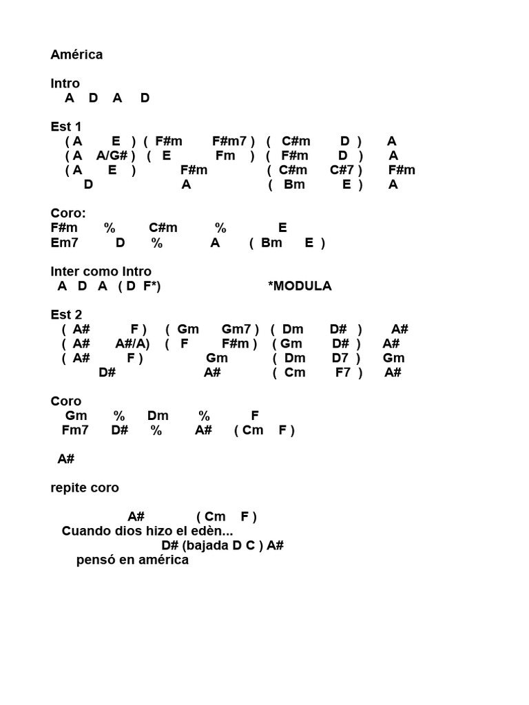 Estructura de Canción sobre América | PDF
