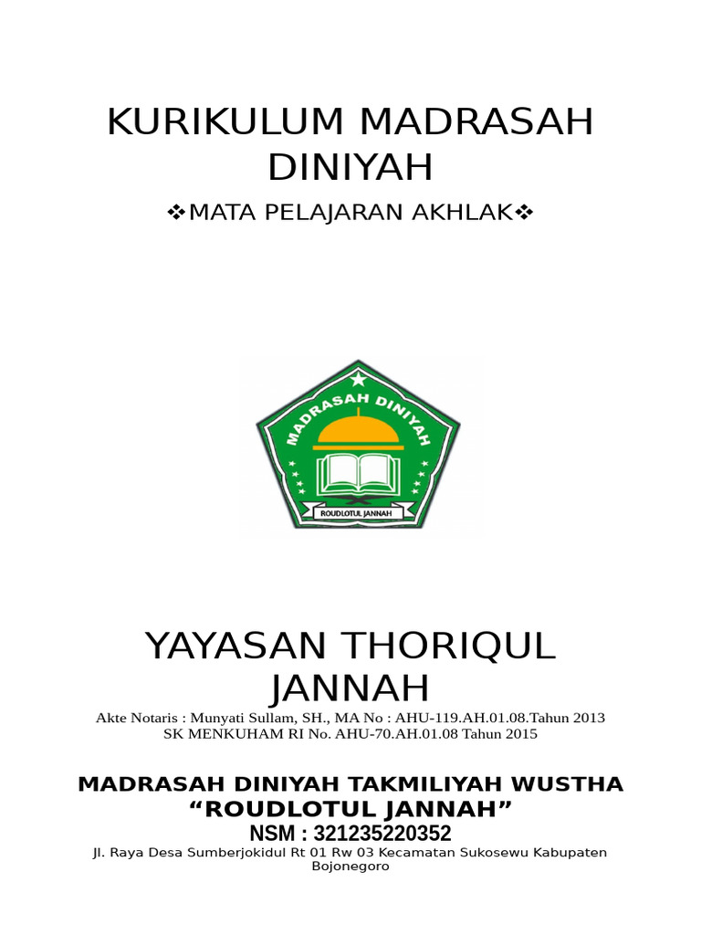 Kurikulum Akhlak Wustha Rj | PDF