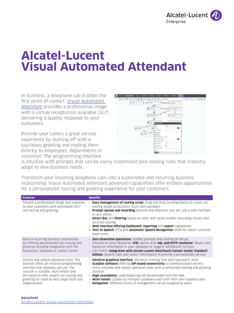 Alcatel-Lucent Visual Automated Attendant | PDF | Interactive Voice ...