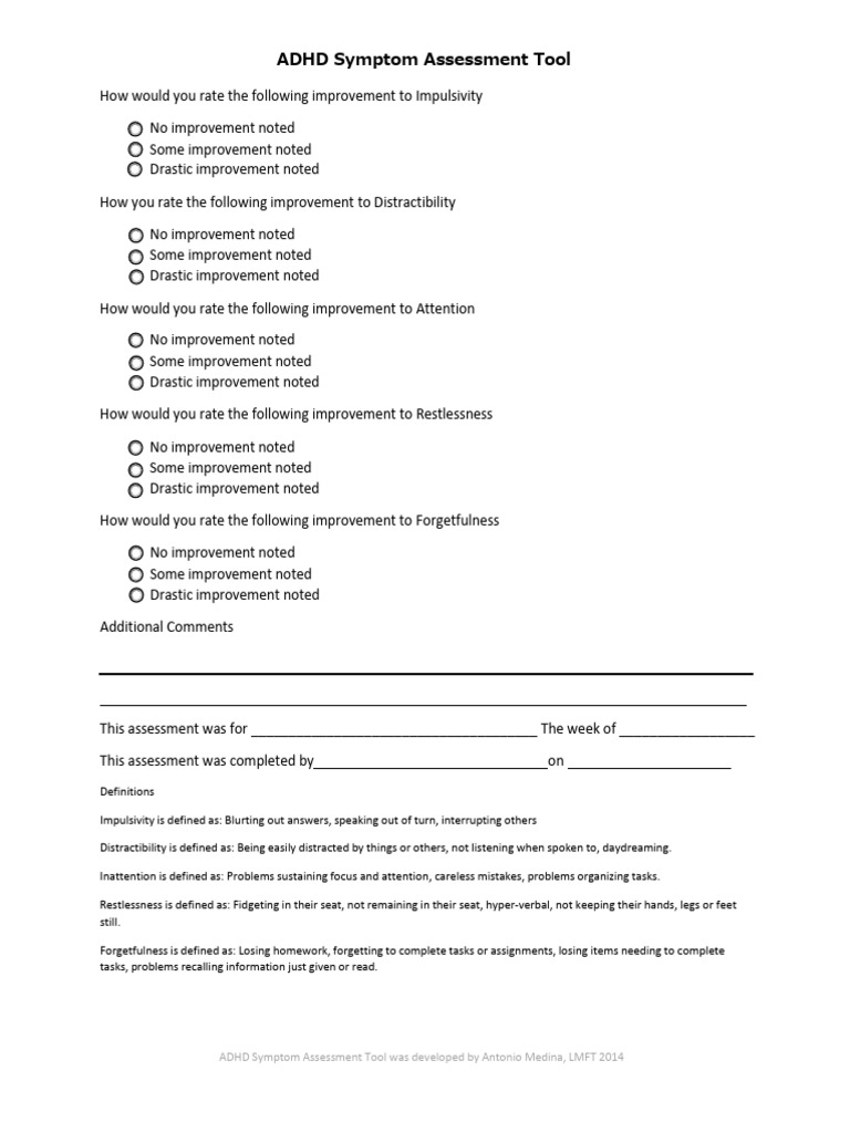 ADHD Symptom Assessment Tool | PDF