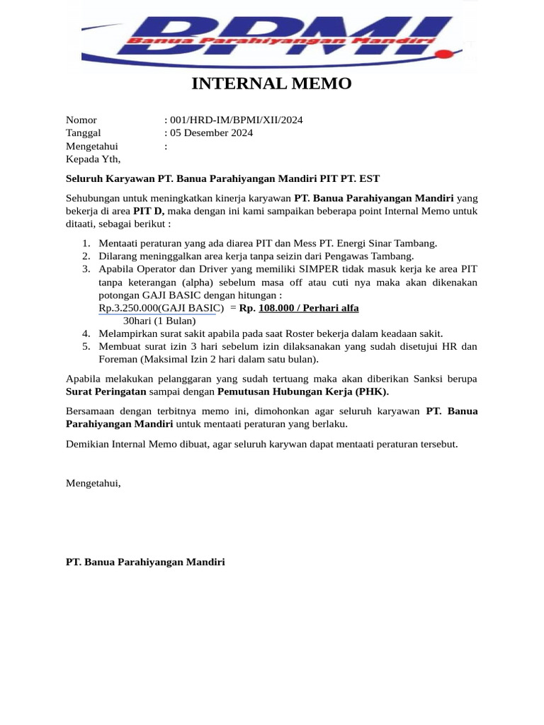 Internal Memo | PDF