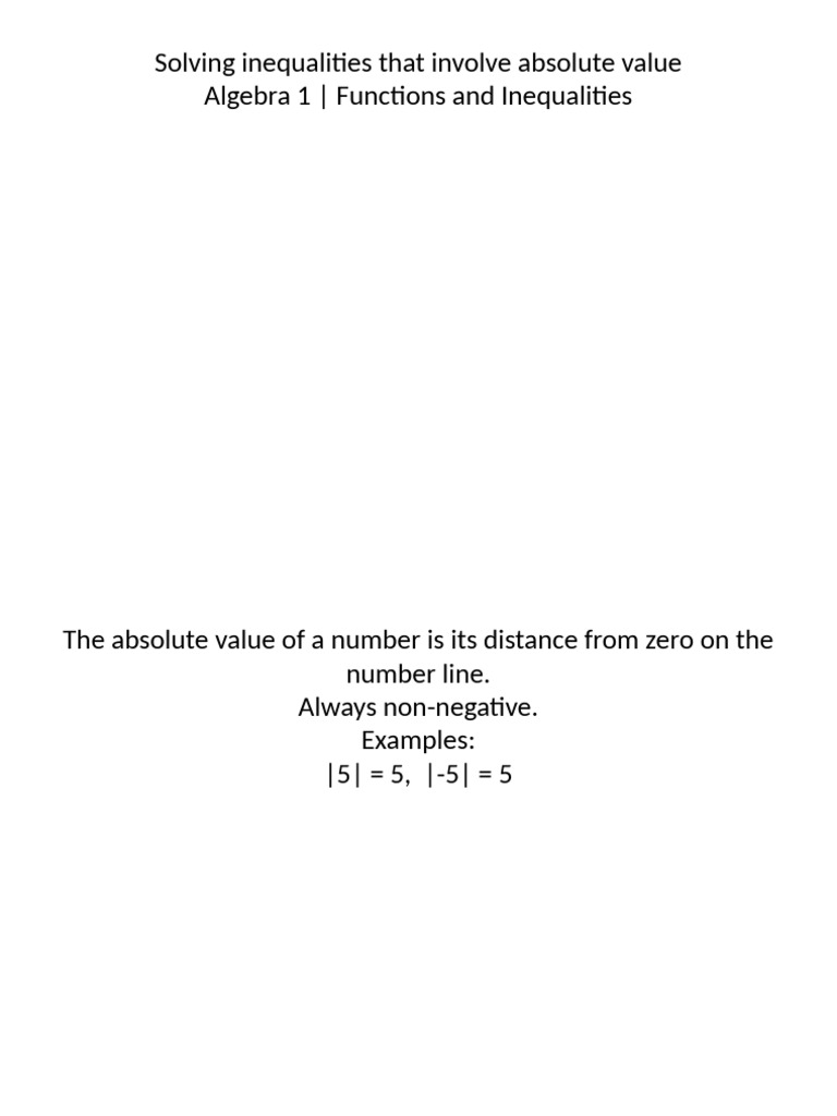 Absolute Value Inequalities | PDF