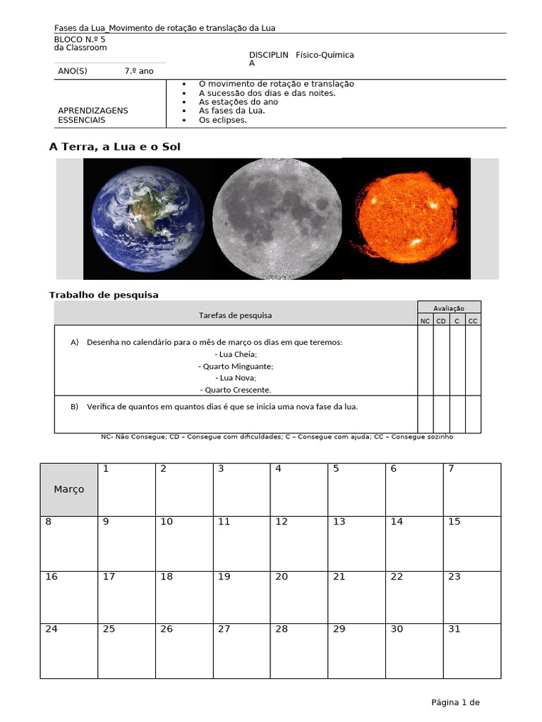 Fases da Lua e Seus Movimentos | PDF