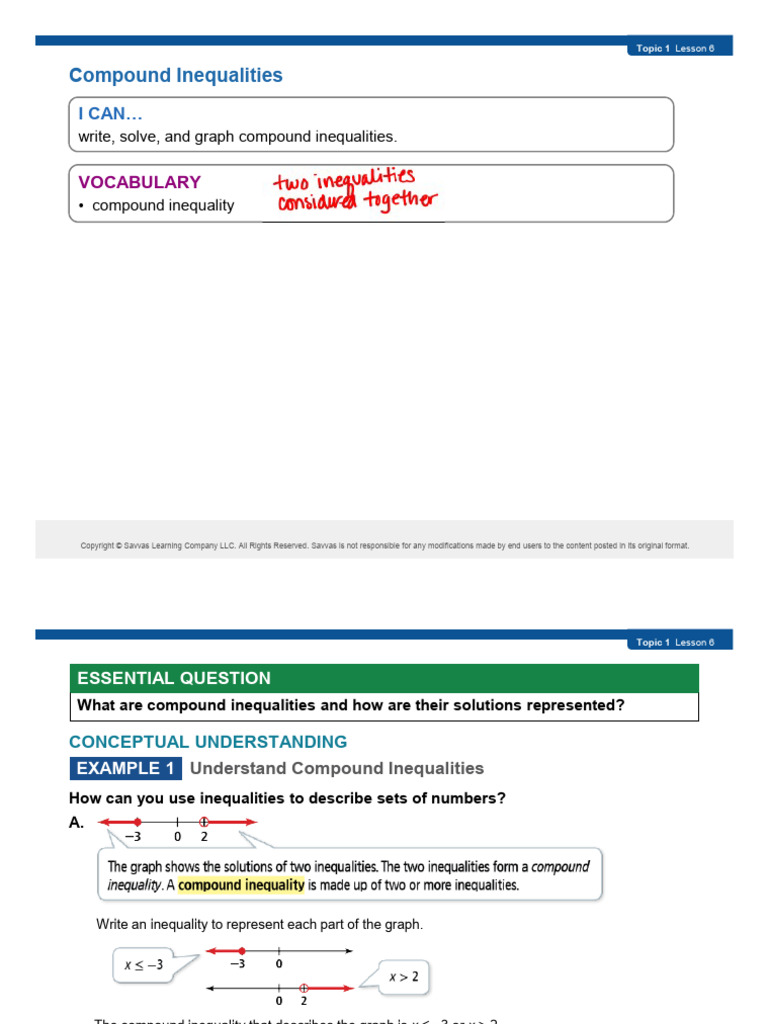 Class Notes Compound Inequality | PDF | Mathematics