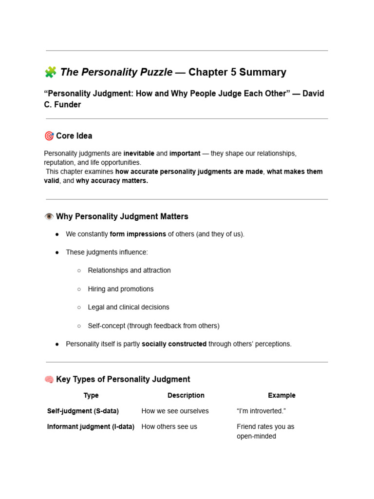 The Personality Puzzle - Chapter 5 Summary | PDF | Empathy ...