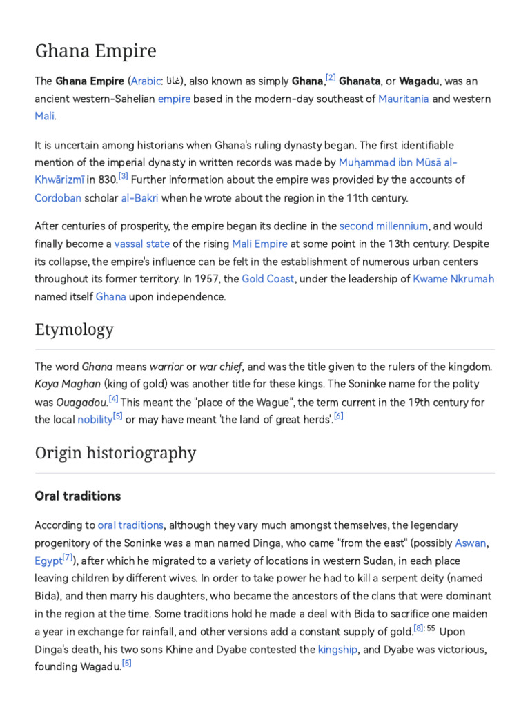 Ghana Empire - Wikipedia | PDF