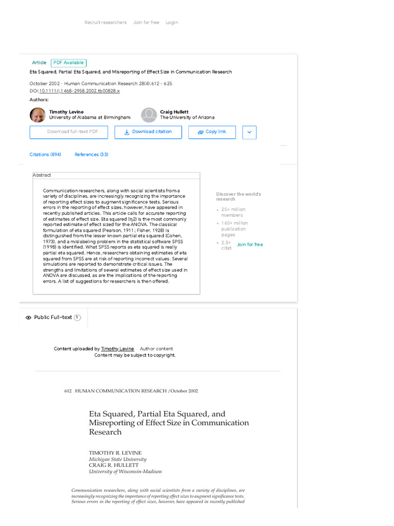 Misreporting Effect Size in Research | PDF | Effect Size | P Value