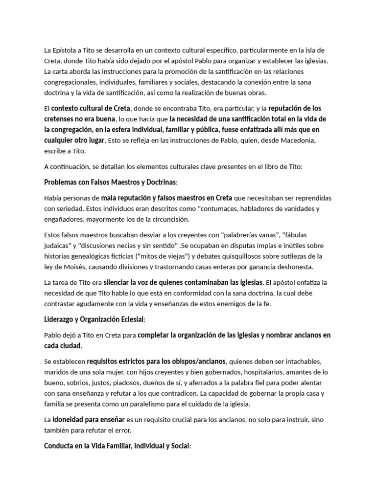 Instrucciones de Pablo a Tito en Creta | PDF | Pablo el apóstol ...
