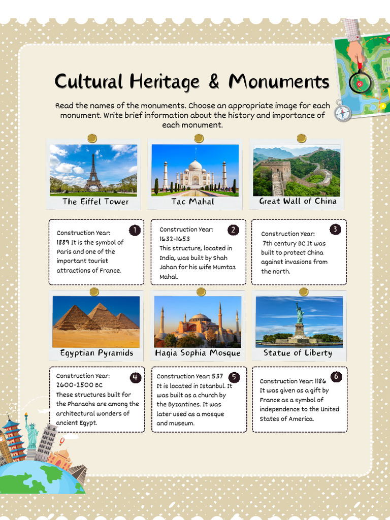 Cultural Heritage & Monuments Student Creation Poster in Beige ...