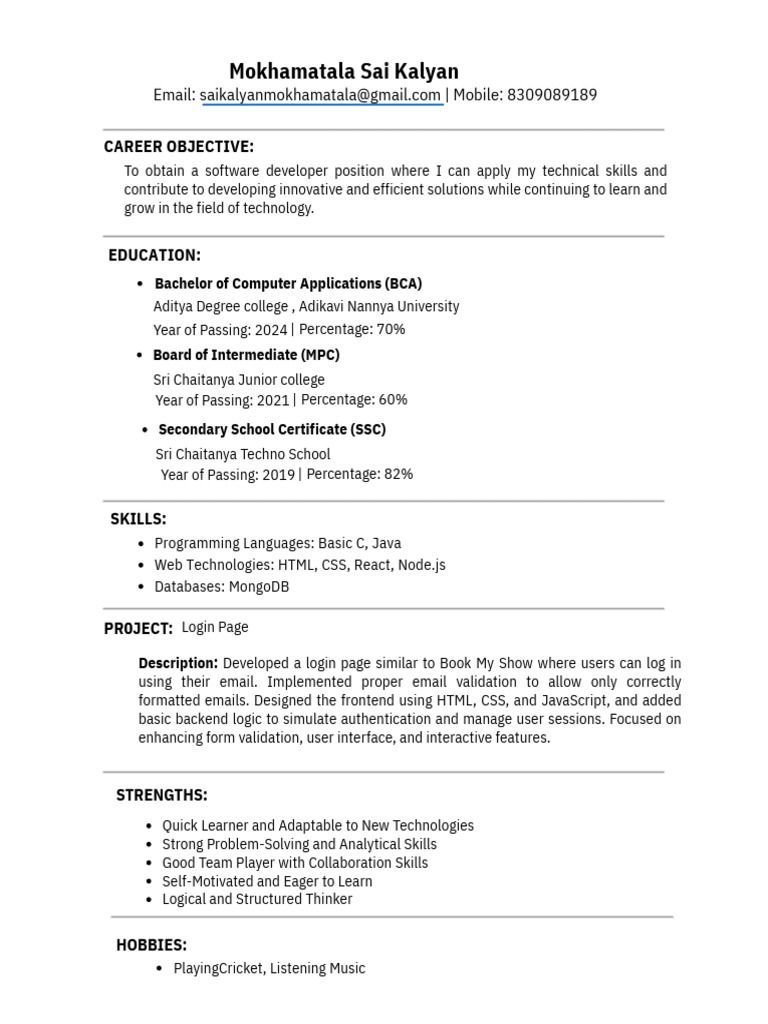Sai Kalyan Resume | PDF